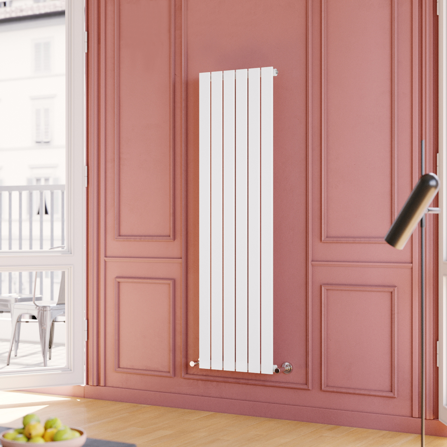 Vertical Flat Panel Designer Radiator White 1800/1600 x 450 Central ...