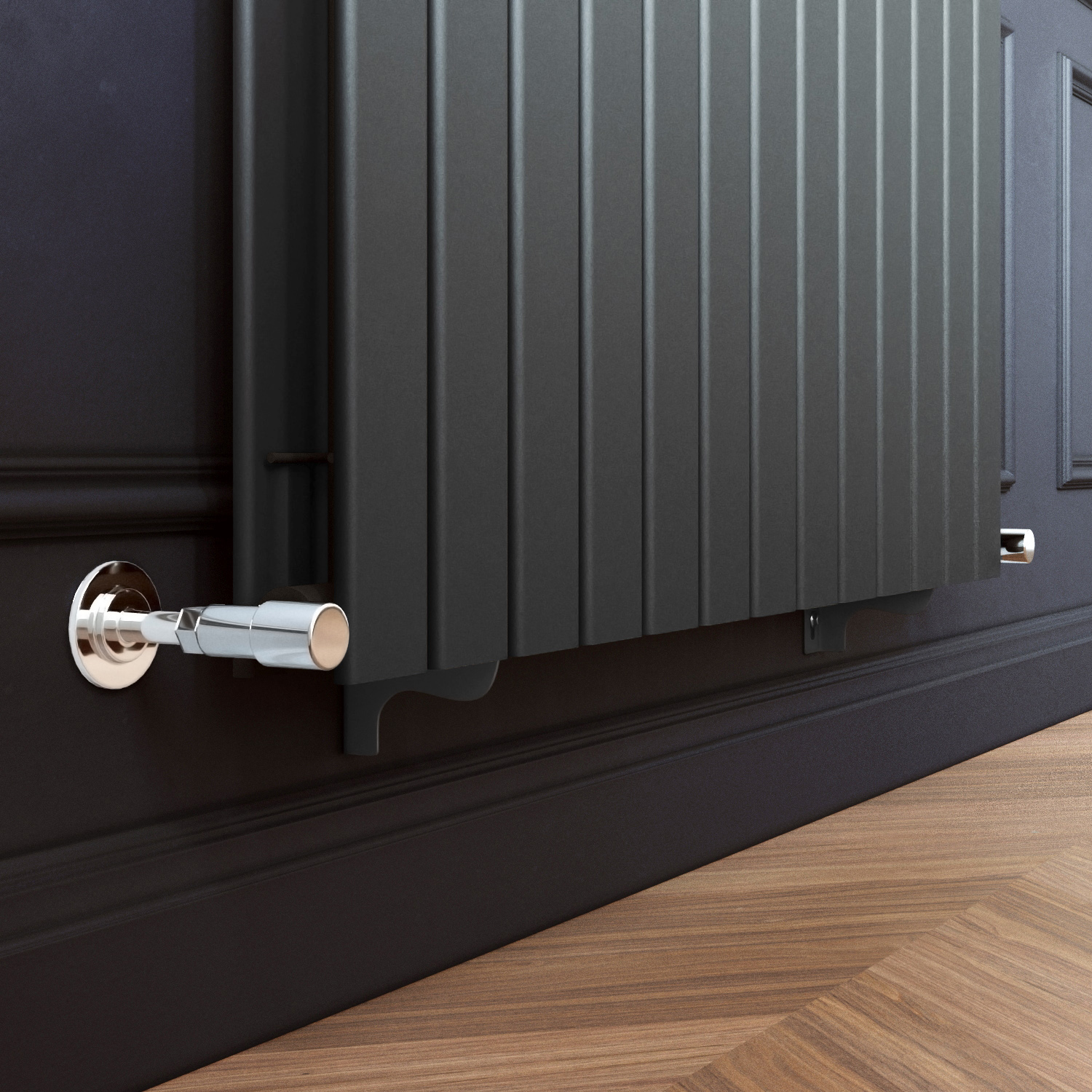 Anthracite Vertical Radiator 1600 Double Grey Flat Panel Tall Heating ...