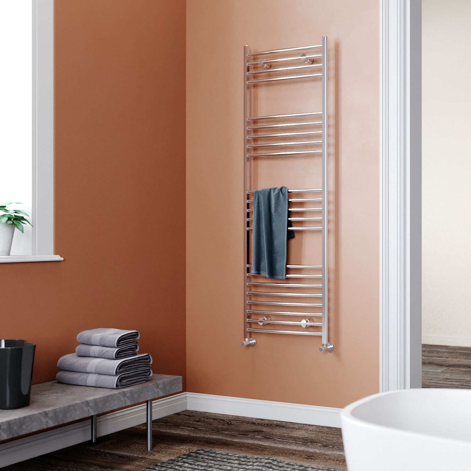 Bathroom Curved Towel Rail Radiator Chrome Polished Ladder Warmer ...