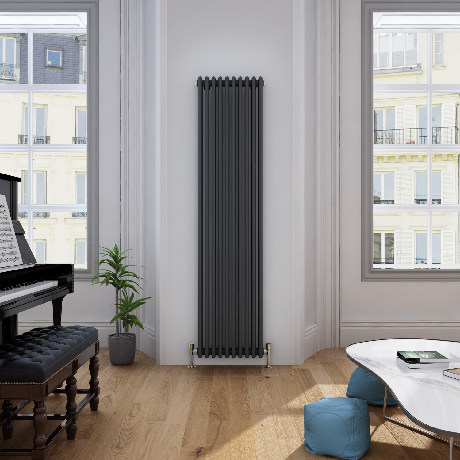 Traditional 3 Column Radiator Anthracite Vertical Cast Iron Style Rad ...
