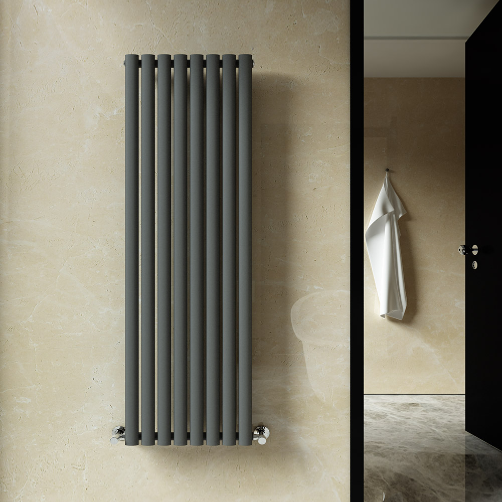 Designer Radiator Vertical Anthracite Flat Panel Oval Column Panel ...