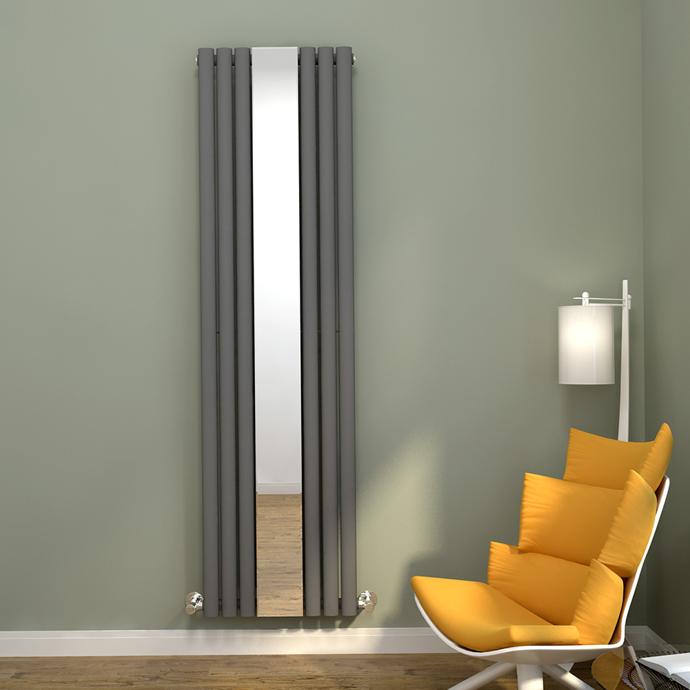 Designer Vertical Radiator Mirror Oval Column Panel White Anthracite ...