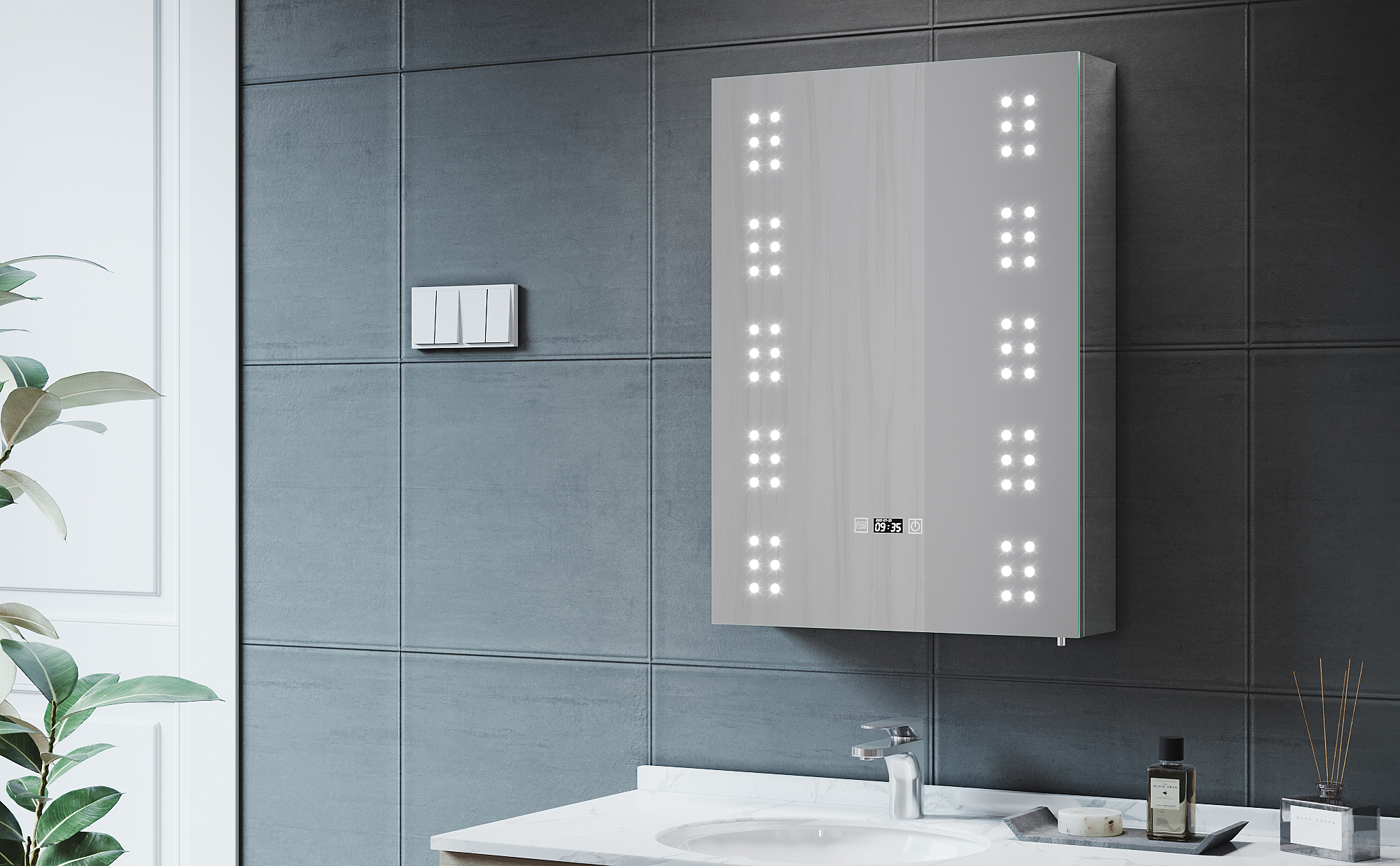 ELEGANT Bathroom LED Mirror Cabinet with Shaver Socket Anti Fog ...