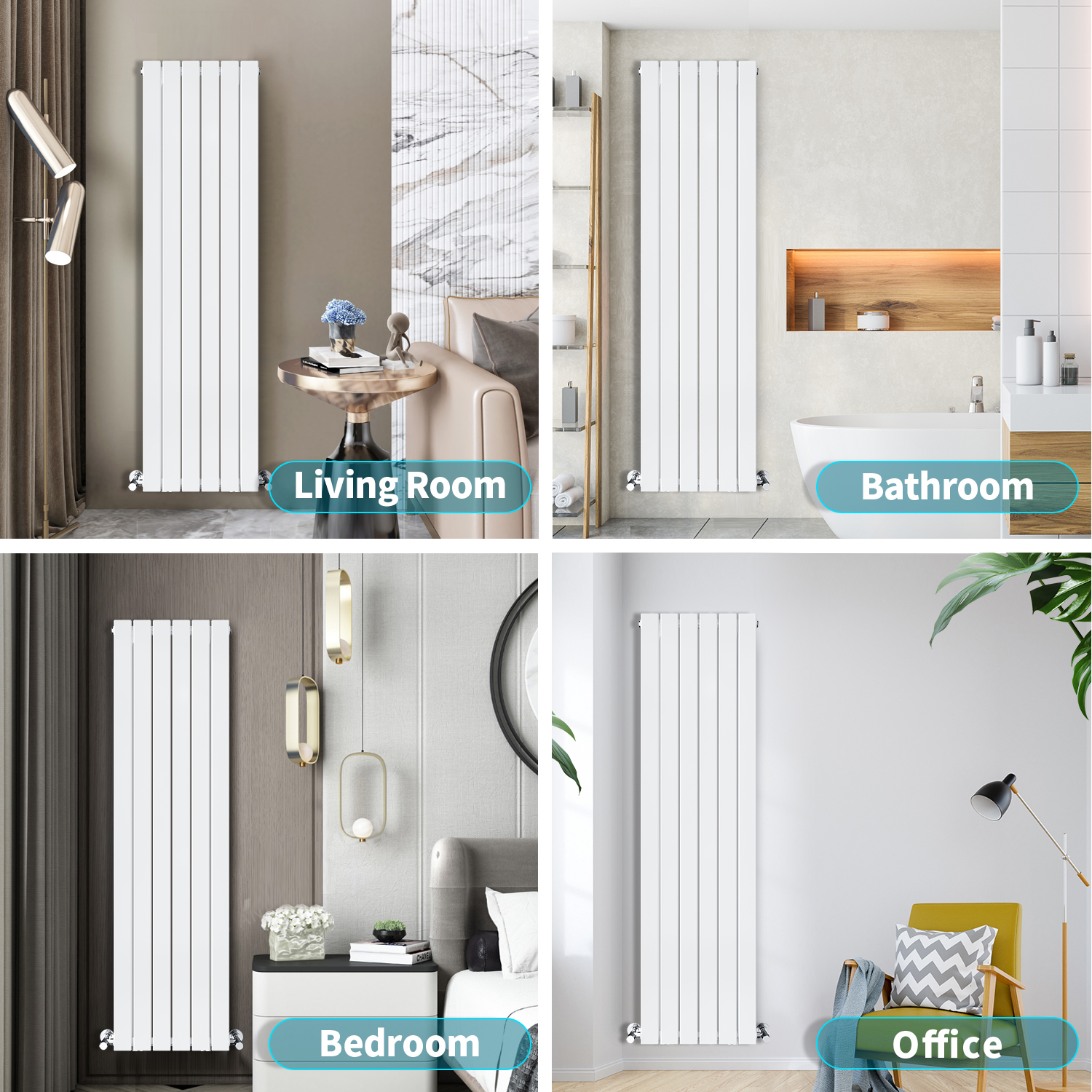 ELEGANT White Radiator Vertical Double Flat Panel High Thermal ...