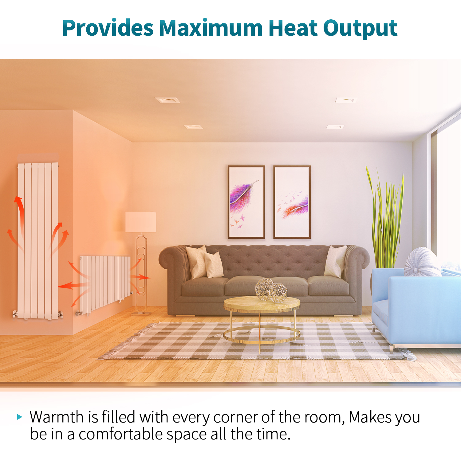 ELEGANT White Radiator Vertical Double Flat Panel High Thermal ...