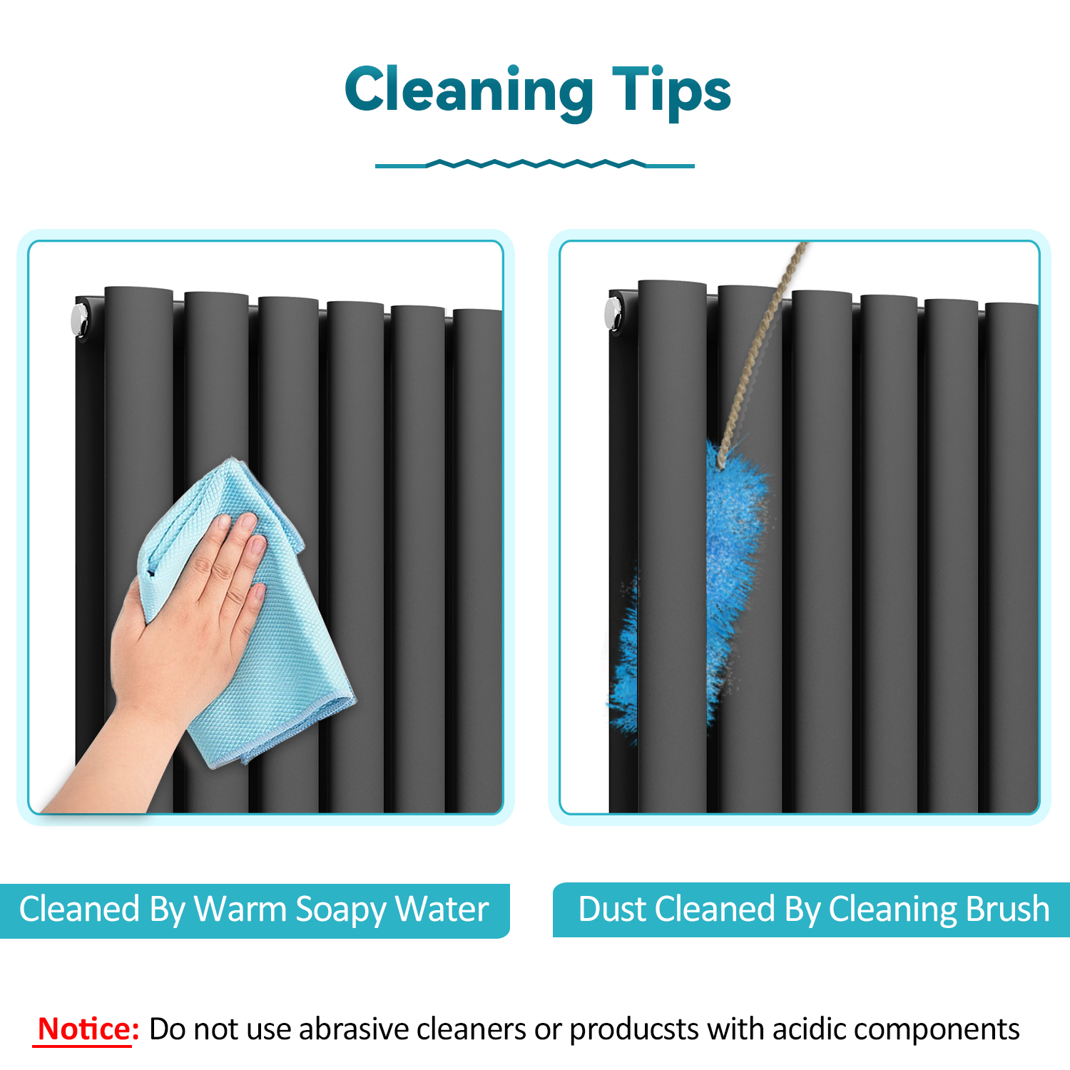 ELEGANT 1800 x 480 Anthracite Vertical Radiator Double Modern Oval ...