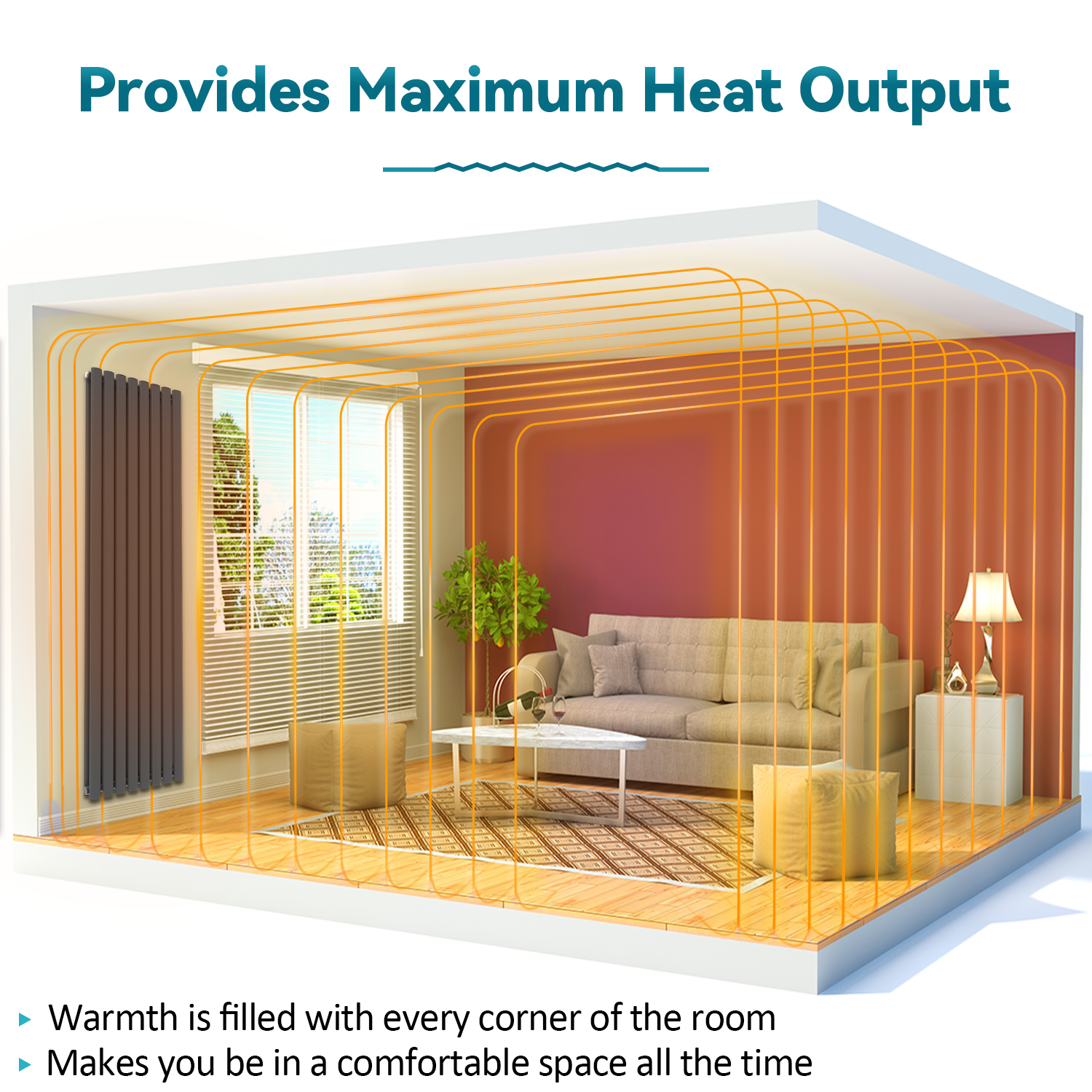 ELEGANT 1800x360mm Modern Anthracite Vertical Tall Column Radiator ...