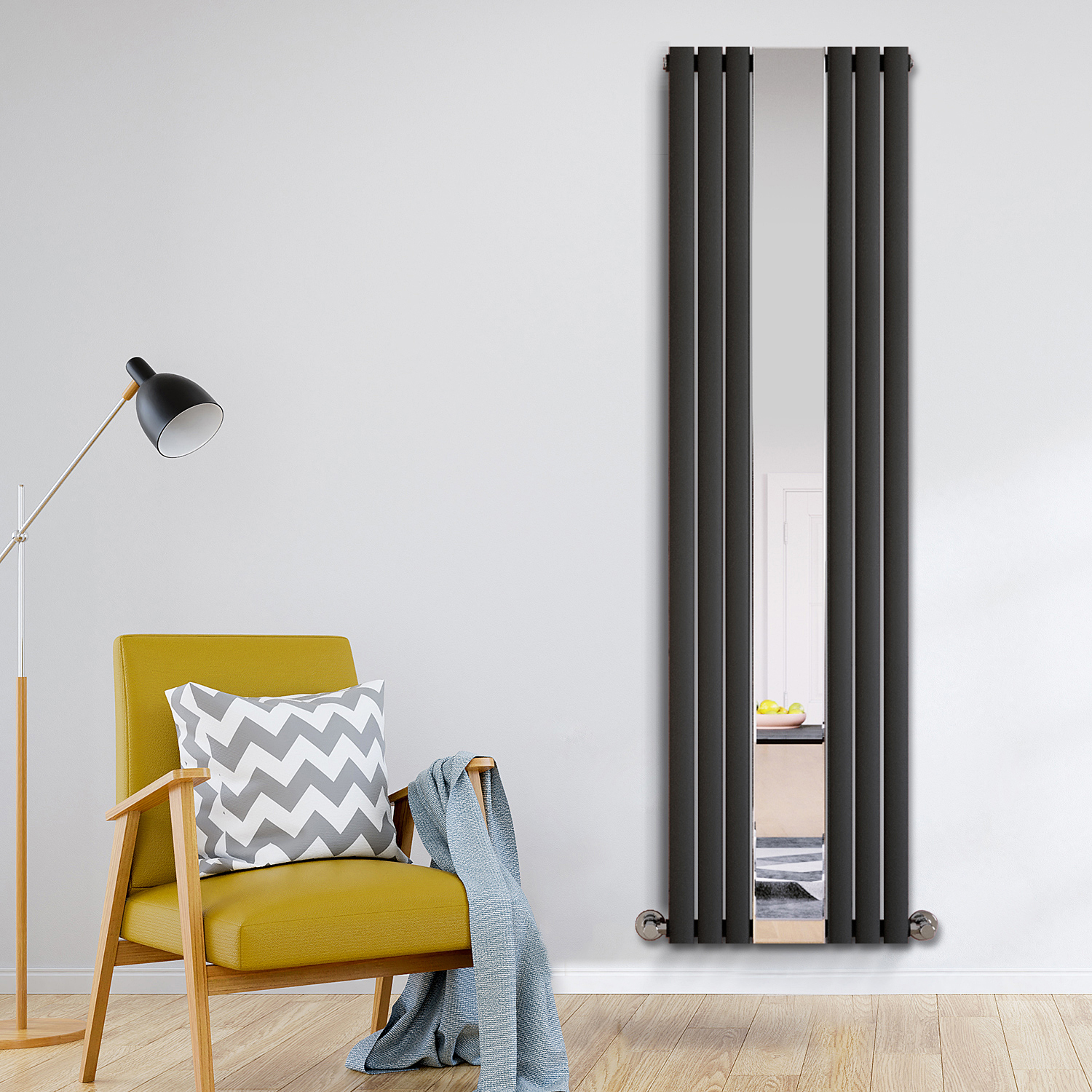 ELEGANT Anthracite Vertical Radiator Single Oval Panel Central Heating ...