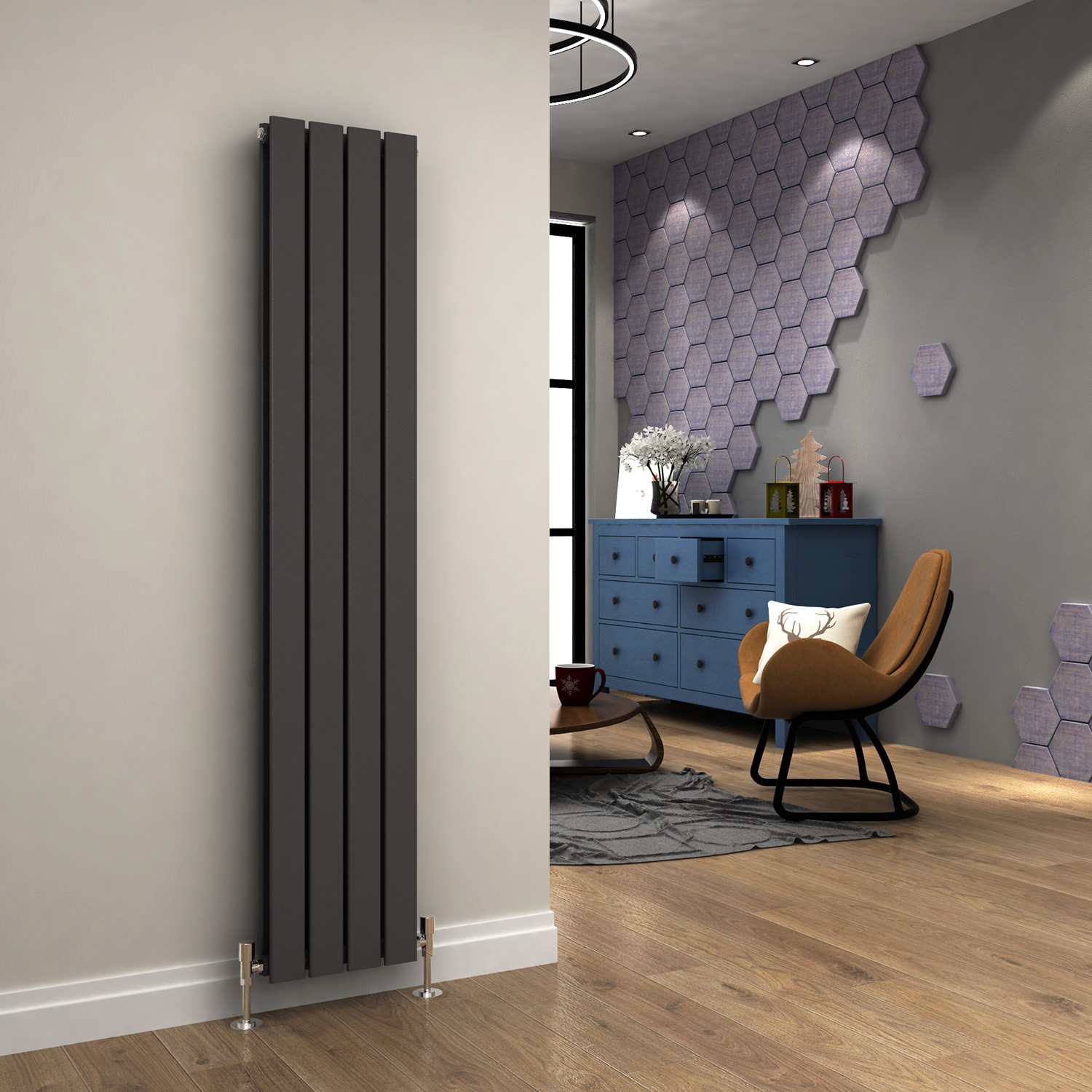 ELEGANT Anthracite Vertical Column Radiator High Thermal Conductivity ...