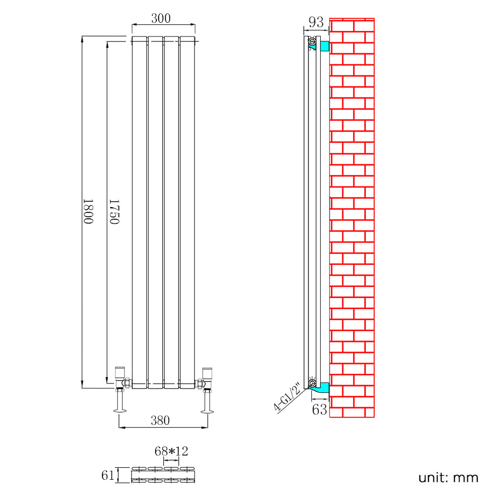 ELEGANT Vertical White Radiators Tall Double Flat Panel Radiator ...