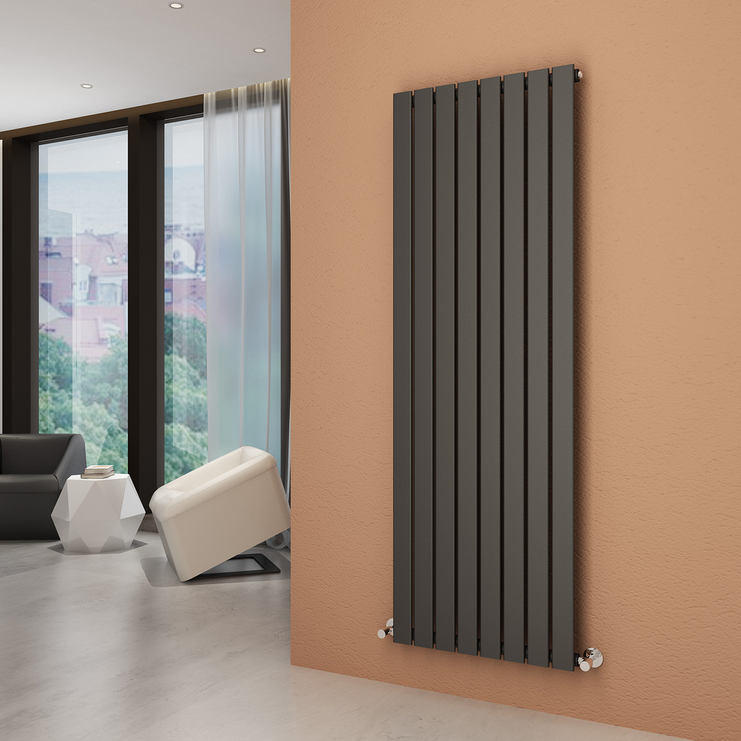 ELEGANT 1800 x 608 mm Designer Radiator Anthracite Single Vertical ...
