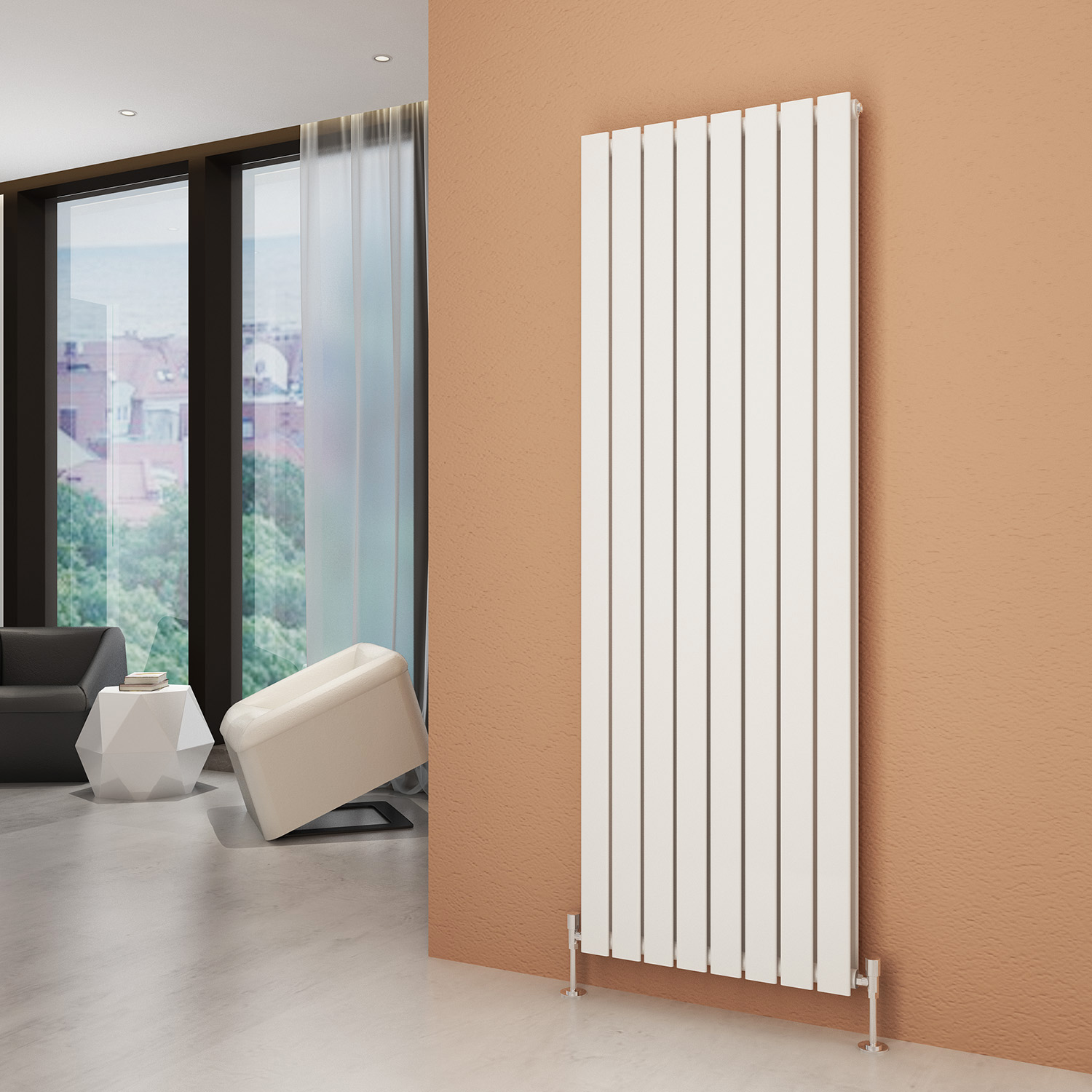 ELEGANT Traditional Radiator Anthracite Triple Vertical Cast Iron Grey ...